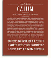 Calum Personalized Name Meaning Art Prints – Name Stories