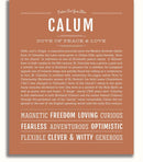Calum Personalized Name Meaning Art Prints – Name Stories