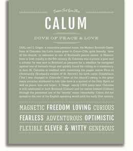 Calum Personalized Name Meaning Art Prints – Name Stories