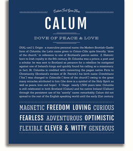 Calum Personalized Name Meaning Art Prints – Name Stories