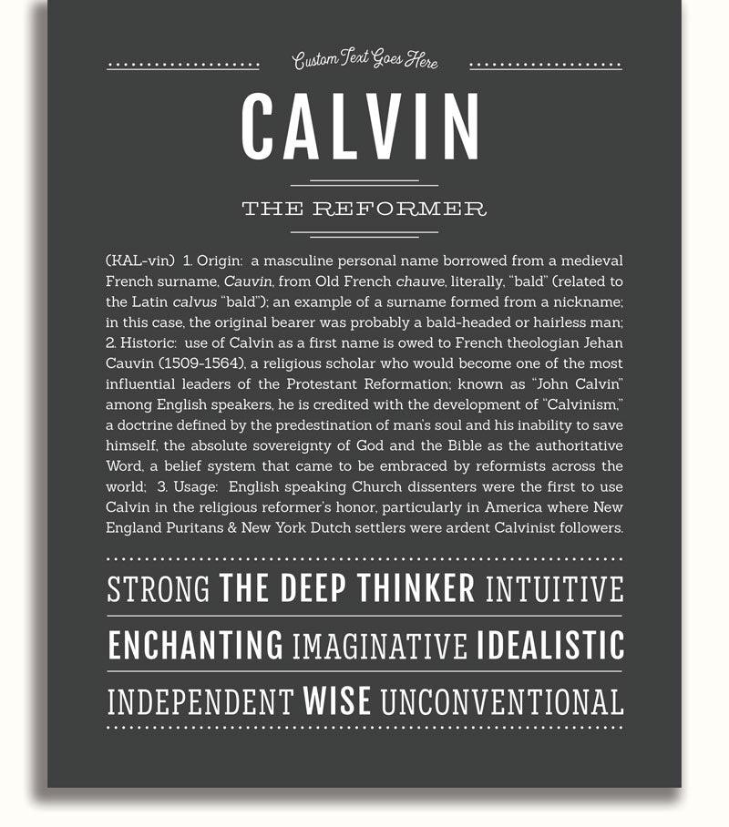 Calvin Personalized Name Meaning Art Prints – Name Stories