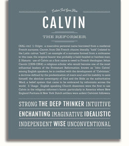Calvin Personalized Name Meaning Art Prints – Name Stories