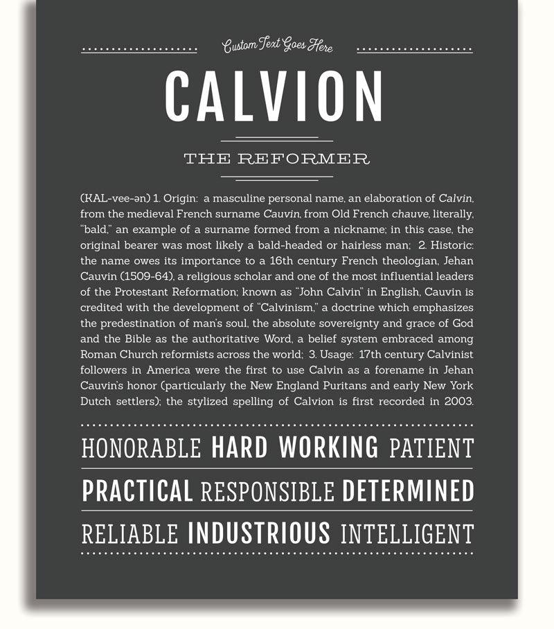Calvion Personalized Name Meaning Art Prints – Name Stories