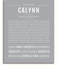 Calynn Personalized Name Meaning Art Prints – Name Stories