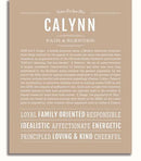 Calynn Personalized Name Meaning Art Prints – Name Stories