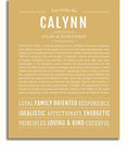 Calynn Personalized Name Meaning Art Prints – Name Stories