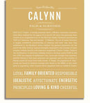 Calynn Personalized Name Meaning Art Prints – Name Stories