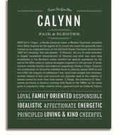 Calynn Personalized Name Meaning Art Prints – Name Stories