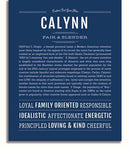 Calynn Personalized Name Meaning Art Prints – Name Stories