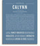 Calynn Personalized Name Meaning Art Prints – Name Stories