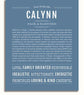 Calynn Personalized Name Meaning Art Prints – Name Stories