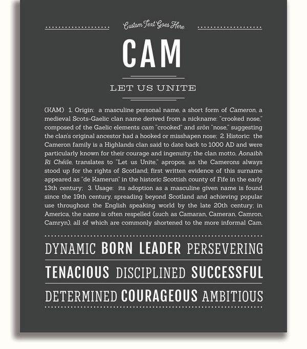 Cam | Name Art Print - Personalized Custom Gifts – Name Stories