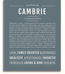Cambrie Personalized Name Meaning Art Prints – Name Stories