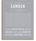 Camden Personalized Name Meaning Art Prints – Name Stories