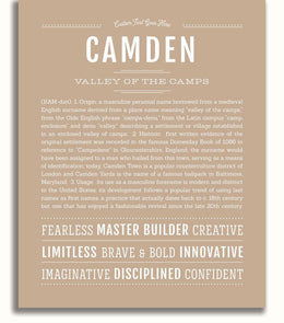 Camden Personalized Name Meaning Art Prints – Name Stories
