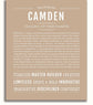 Camden Personalized Name Meaning Art Prints – Name Stories