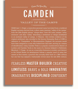 Camden Personalized Name Meaning Art Prints – Name Stories