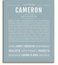 Cameron Personalized Name Meaning Art Prints – Name Stories
