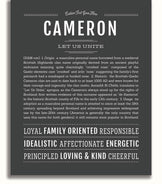 Cameron Personalized Name Meaning Art Prints – Name Stories
