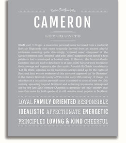 Cameron (male) | Name Art Print – Name Stories