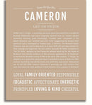 Cameron Personalized Name Meaning Art Prints – Name Stories