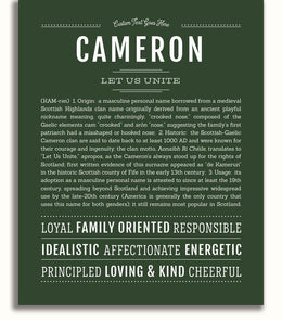Cameron (male) | Name Art Print – Name Stories