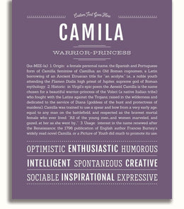 Camila Personalized Name Meaning Art Prints – Name Stories