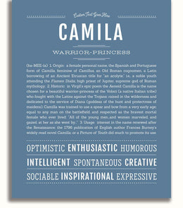 Camila Personalized Name Meaning Art Prints – Name Stories