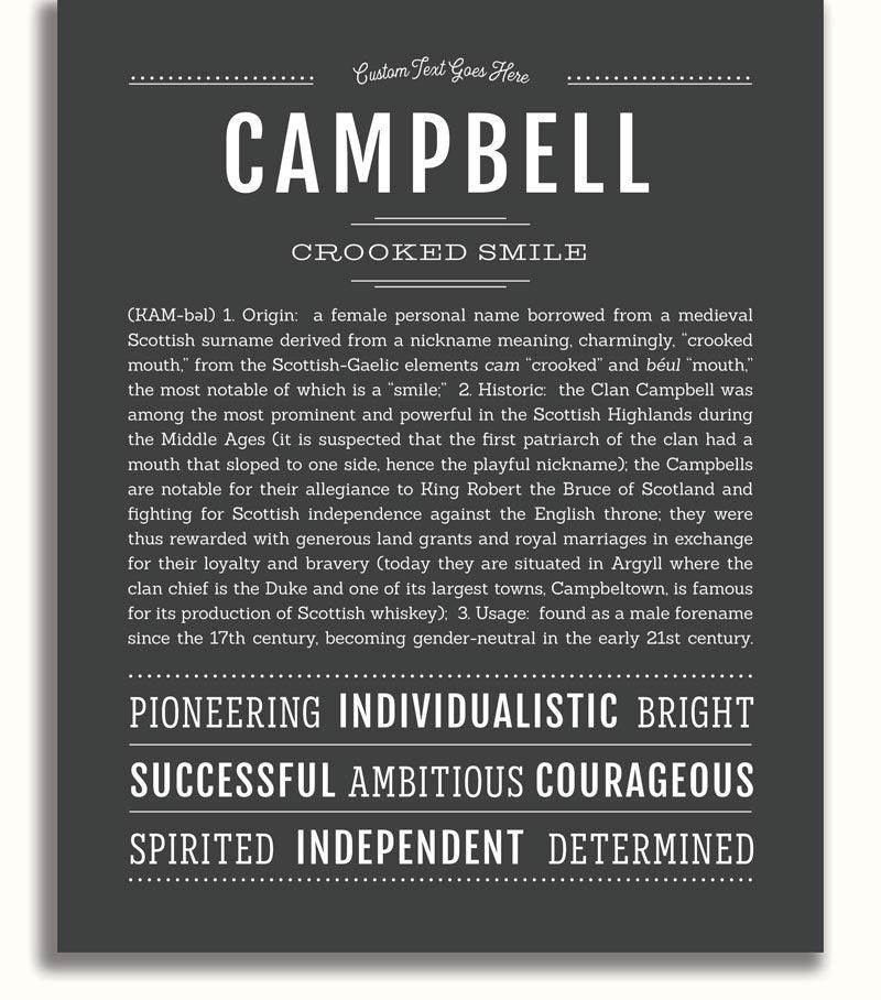 Campbell Personalized Name Meaning Art Prints – Name Stories