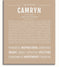 Camryn Personalized Name Meaning Art Prints – Name Stories