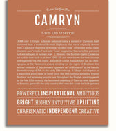Camryn (female) | Name Art Print – Name Stories