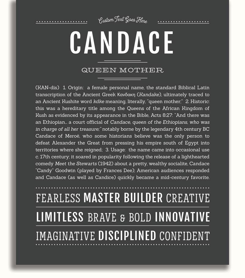 Candace Personalized Name Meaning Art Prints – Name Stories
