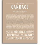Candace Personalized Name Meaning Art Prints – Name Stories