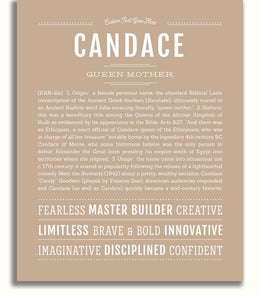 Candace Personalized Name Meaning Art Prints – Name Stories