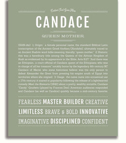 Candace Personalized Name Meaning Art Prints – Name Stories