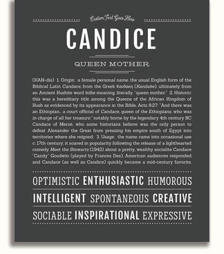 Candice Personalized Name Meaning Art Prints – Name Stories