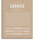 Candice Personalized Name Meaning Art Prints – Name Stories