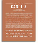 Candice Personalized Name Meaning Art Prints – Name Stories