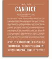 Candice Personalized Name Meaning Art Prints – Name Stories