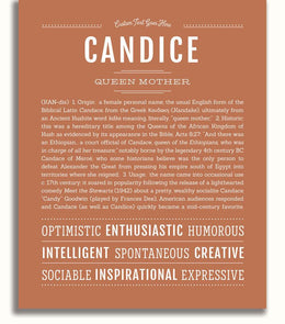 Candice Personalized Name Meaning Art Prints – Name Stories