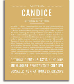 Candice Personalized Name Meaning Art Prints – Name Stories