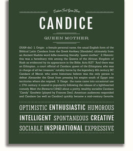 Candice Personalized Name Meaning Art Prints – Name Stories