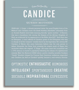 Candice Personalized Name Meaning Art Prints – Name Stories