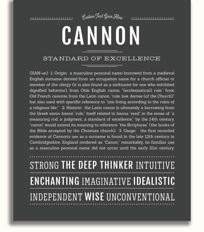 Cannon Personalized Name Meaning Art Prints – Name Stories