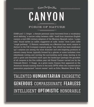 Canyon (female) | Name Art Print – Name Stories
