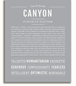 Canyon (female) | Name Art Print – Name Stories