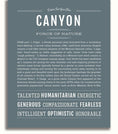 Canyon Personalized Name Meaning Art Prints – Name Stories