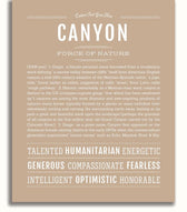 Canyon Personalized Name Meaning Art Prints – Name Stories