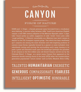 Canyon (female) | Name Art Print – Name Stories