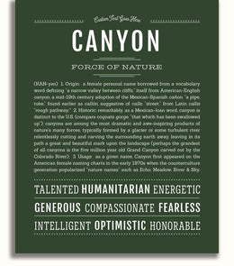 Canyon (female) | Name Art Print – Name Stories